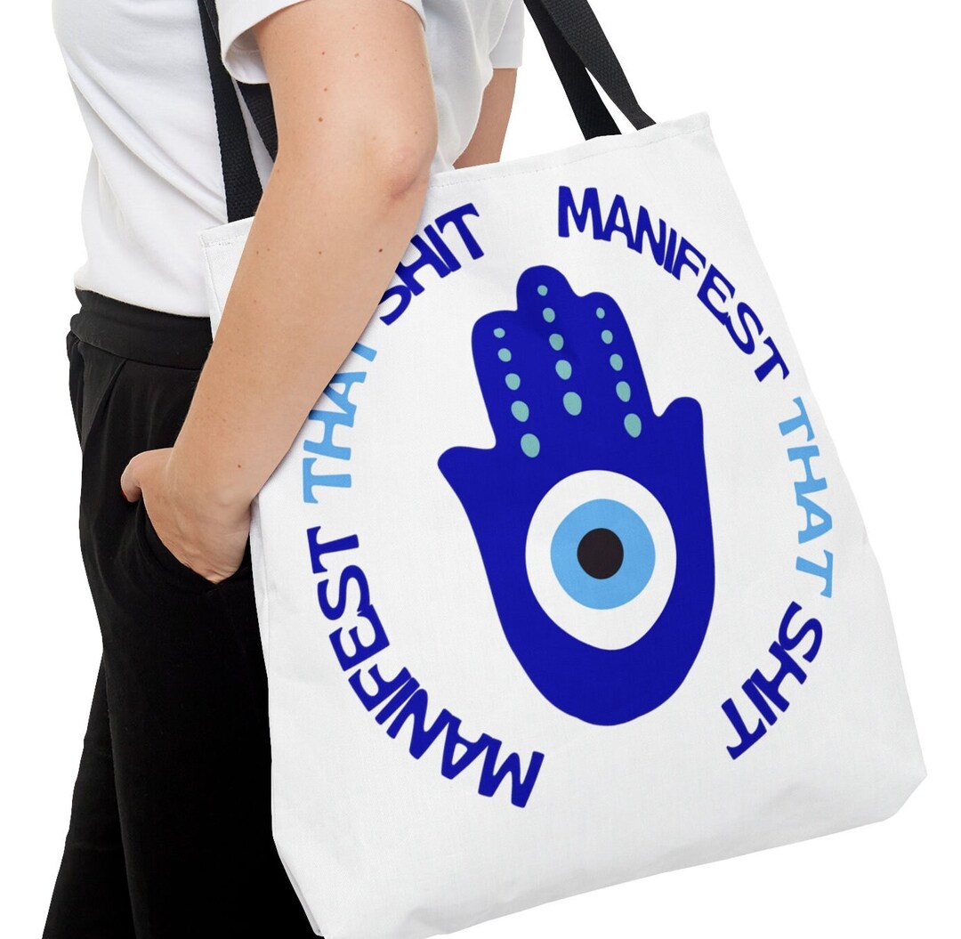 Manifest That Shit Evil Eye Totebag, Manifestation Tote Bag, Greek ...