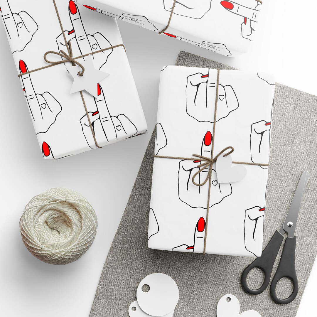 Rude Wrapping Paper, Middle Finger Wrapping Paper, Funny Gift Wrap ...