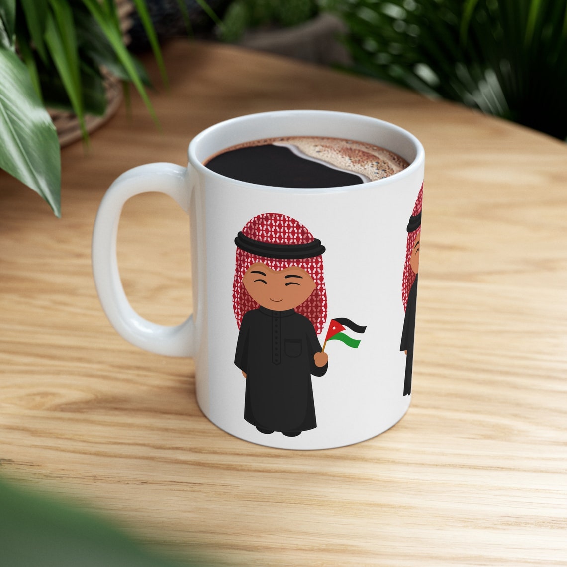 Jordanian Red White Keffiyeh Coffee Mug Middle Eastern Gift, Arab ...