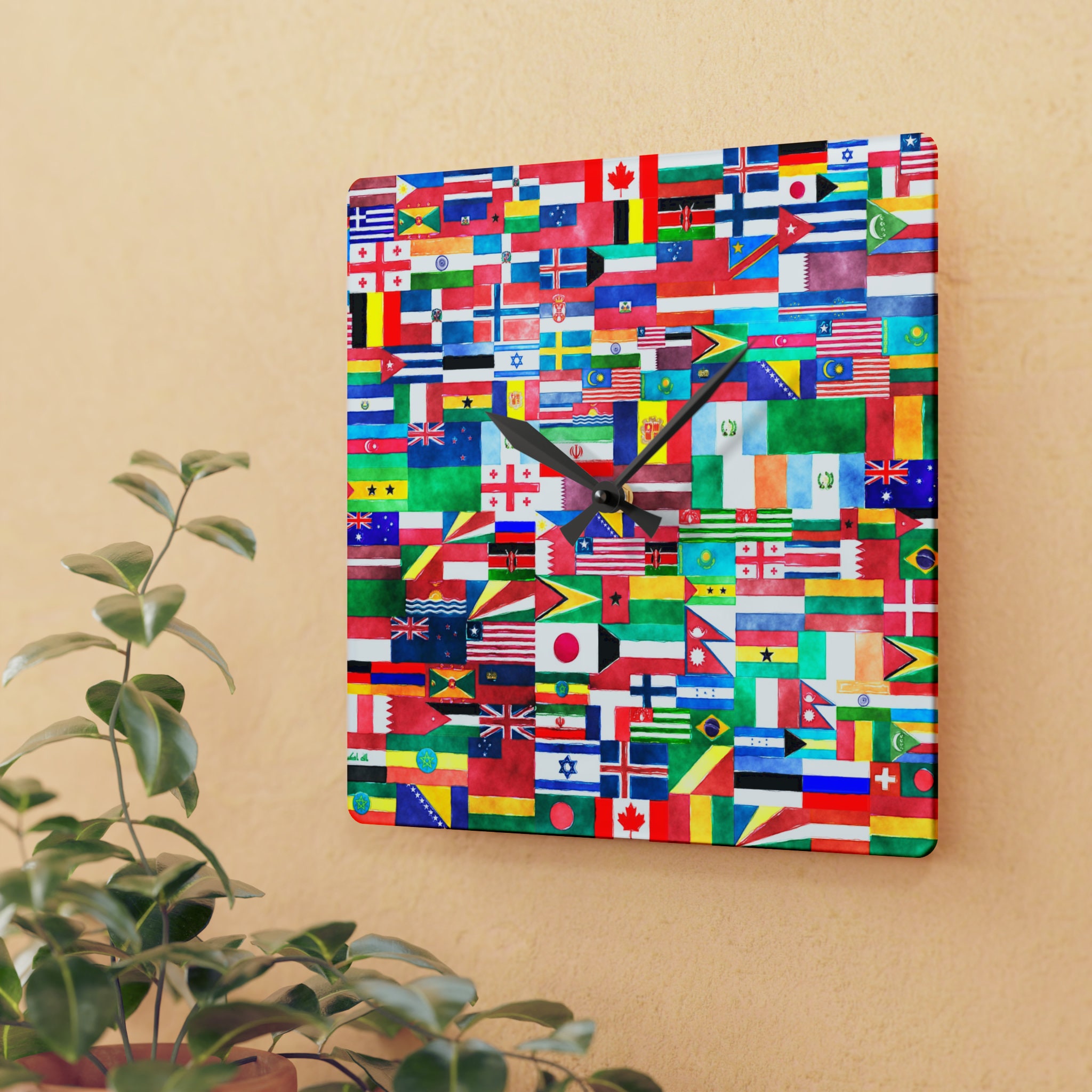 World Flags Clock, Flag of the World Clock, Geography Lover Gift ...