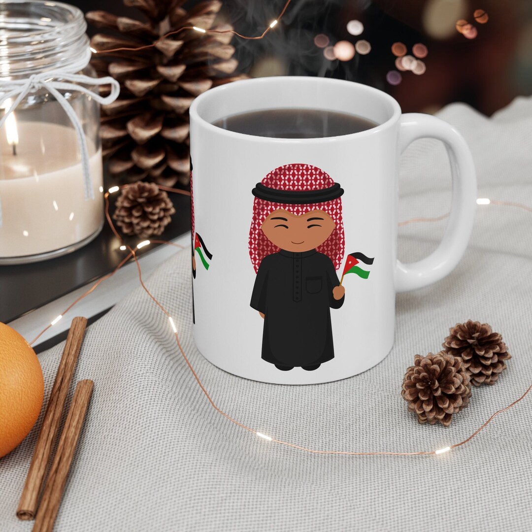 Jordanian Red White Keffiyeh Coffee Mug Middle Eastern Gift, Arab ...