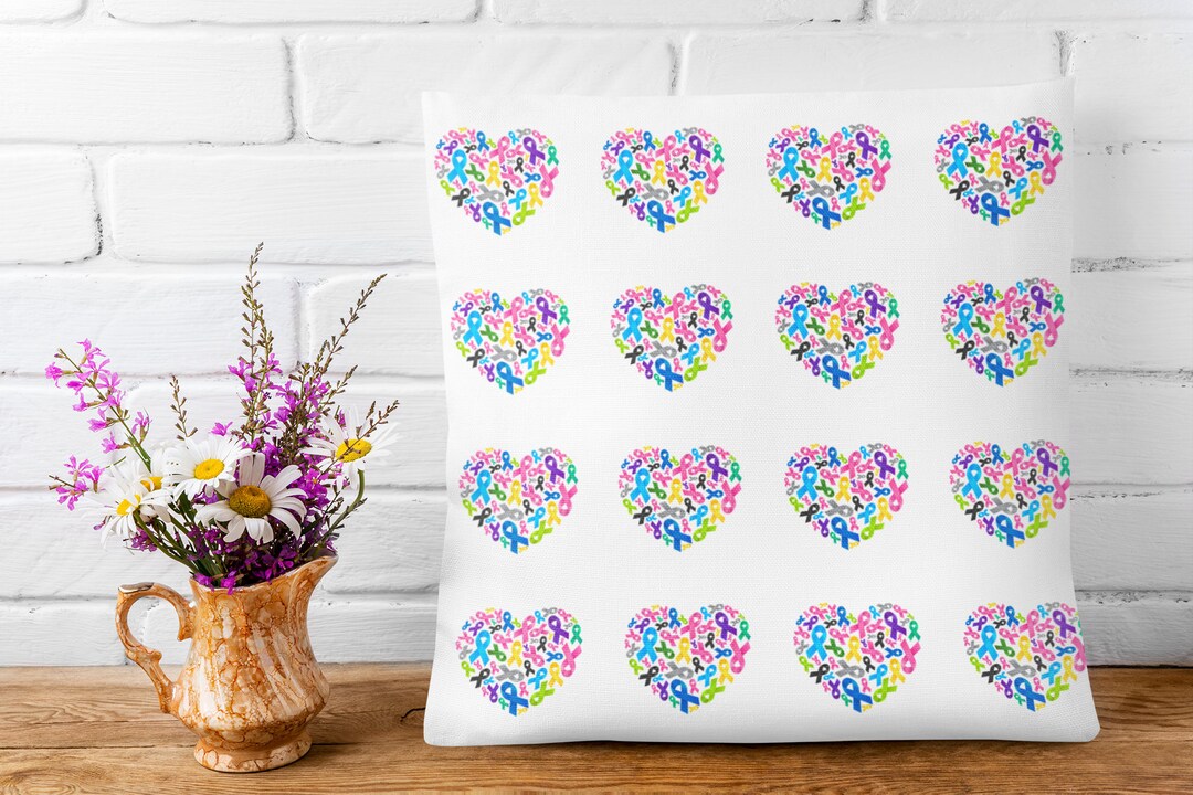 Cancer Awareness Pillow Cancer Ribbons Indoor Pillow Recovery Pillow ...