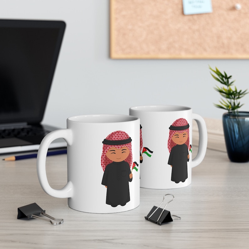 Jordanian Red White Keffiyeh Coffee Mug Middle Eastern Gift, Arab ...