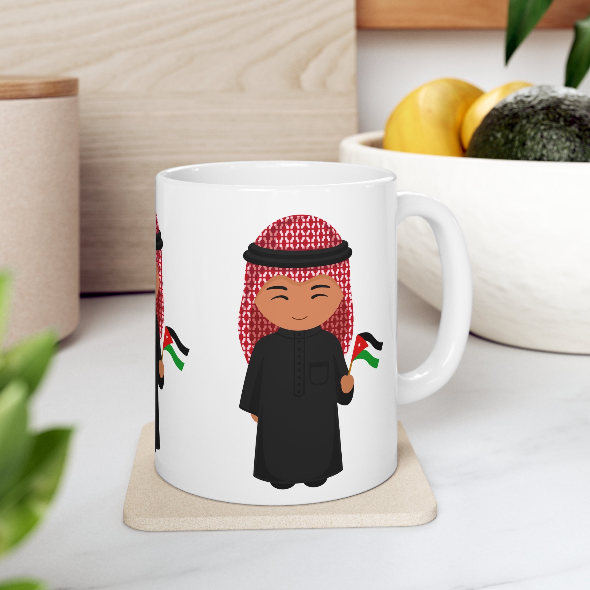 Jordanian Red White Keffiyeh Coffee Mug Middle Eastern Gift, Arab ...