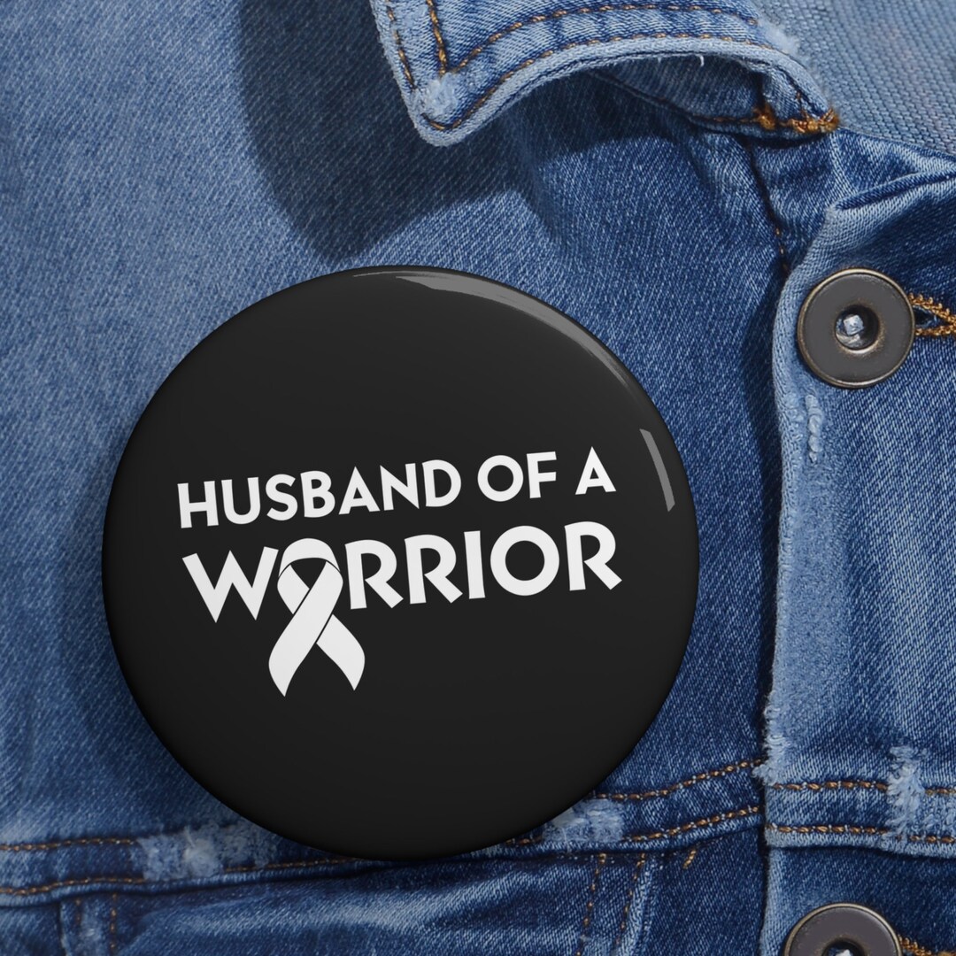 Lung Cancer Pin | Husband of a Warrior Pin | White Ribbon Custom Pin ...