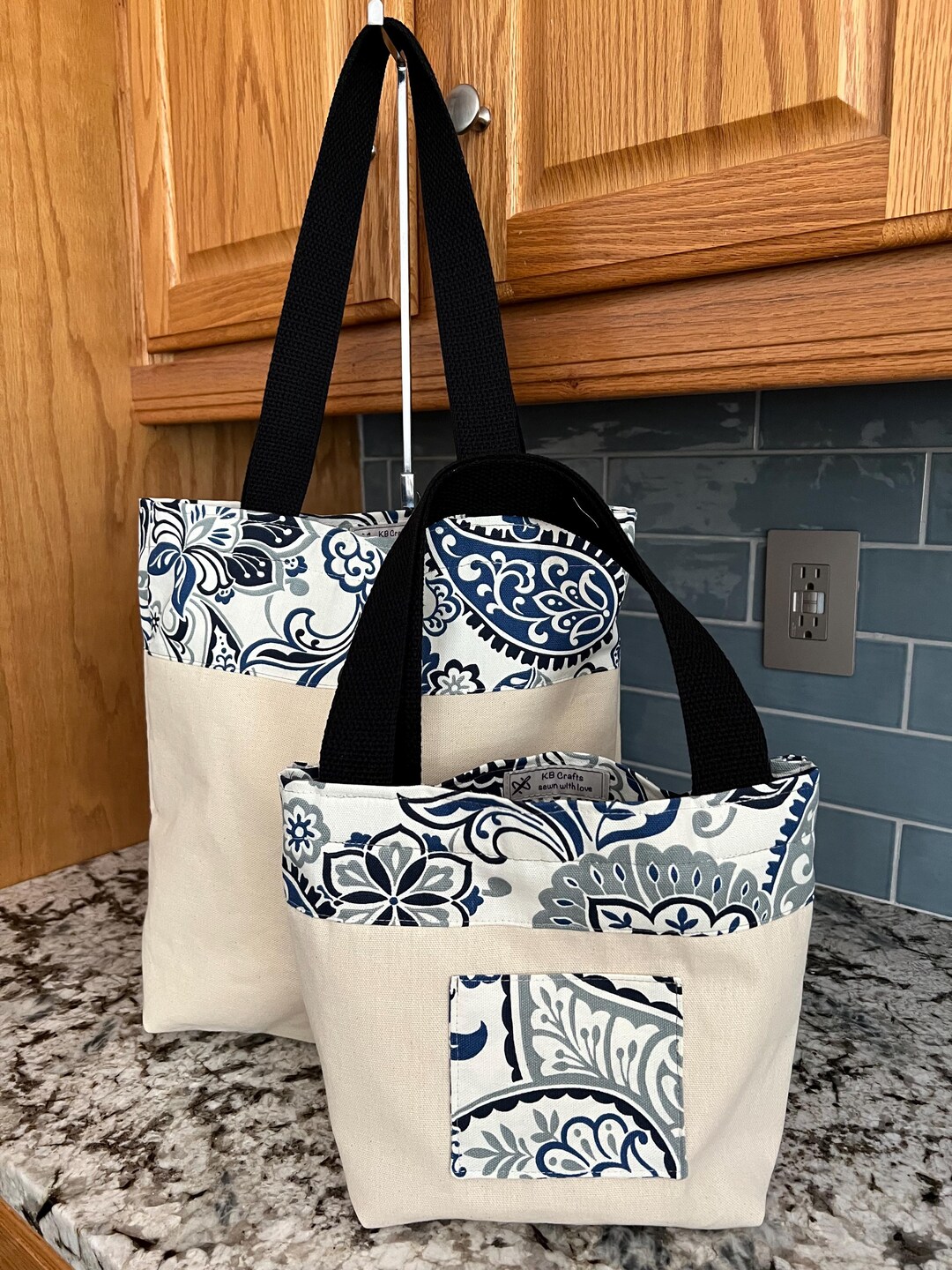Canvas Grocery Tote Set, Reusable Shopping Bags, Floral Accent - Etsy
