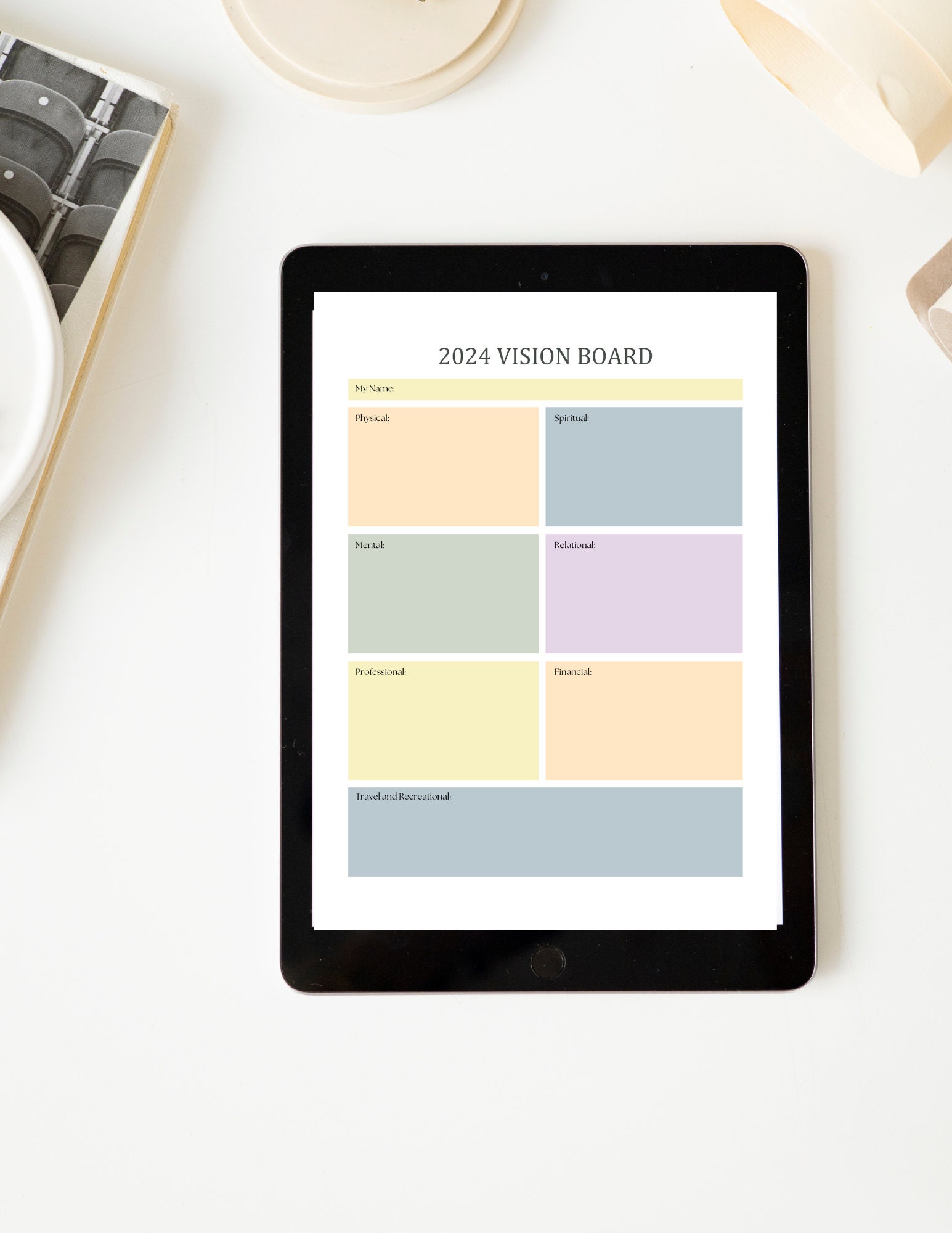 2024 Vision Board Goodnotes Printable New Year New Me Manifest Yearly ...