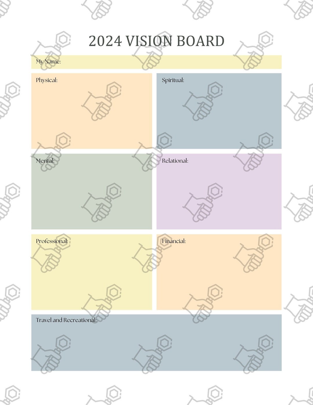 2024 Vision Board Goodnotes Printable New Year New Me Manifest Yearly ...