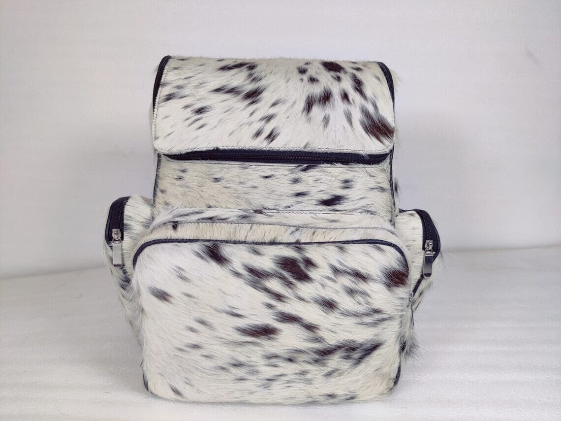 Black Cowhide Backpack Hair on Cow Skin Cow Hide Back Pack Diaper Bag ...