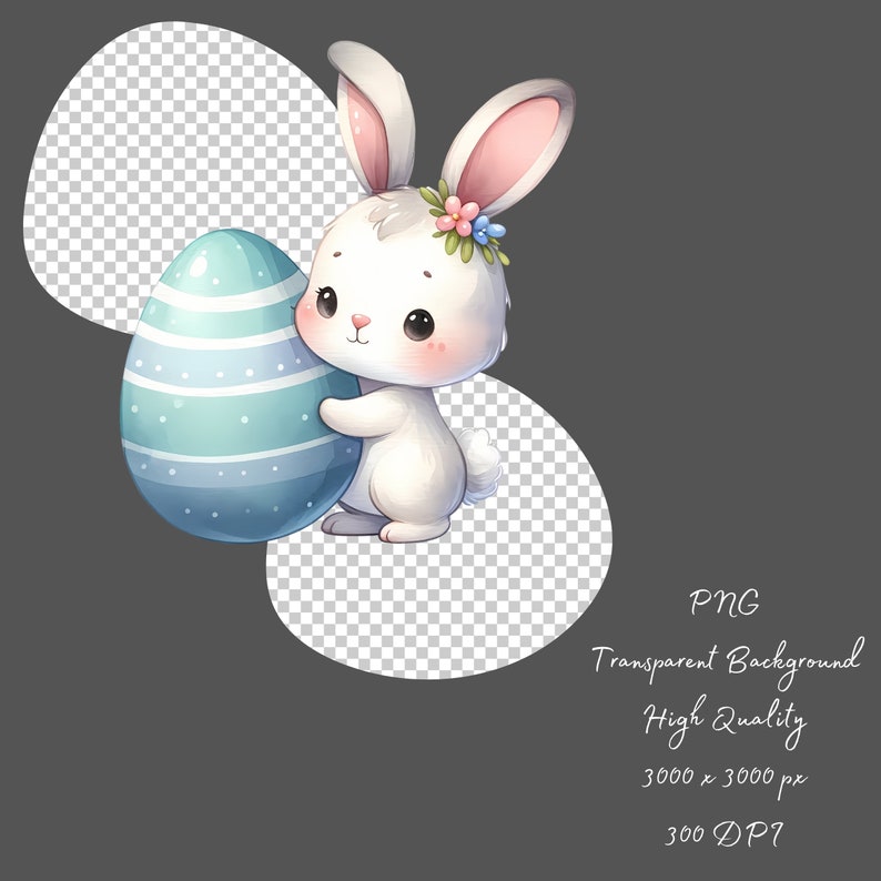 Cute Easter Bunny Clipart , Watercolor Spring Bunnies , Easter Basket ...