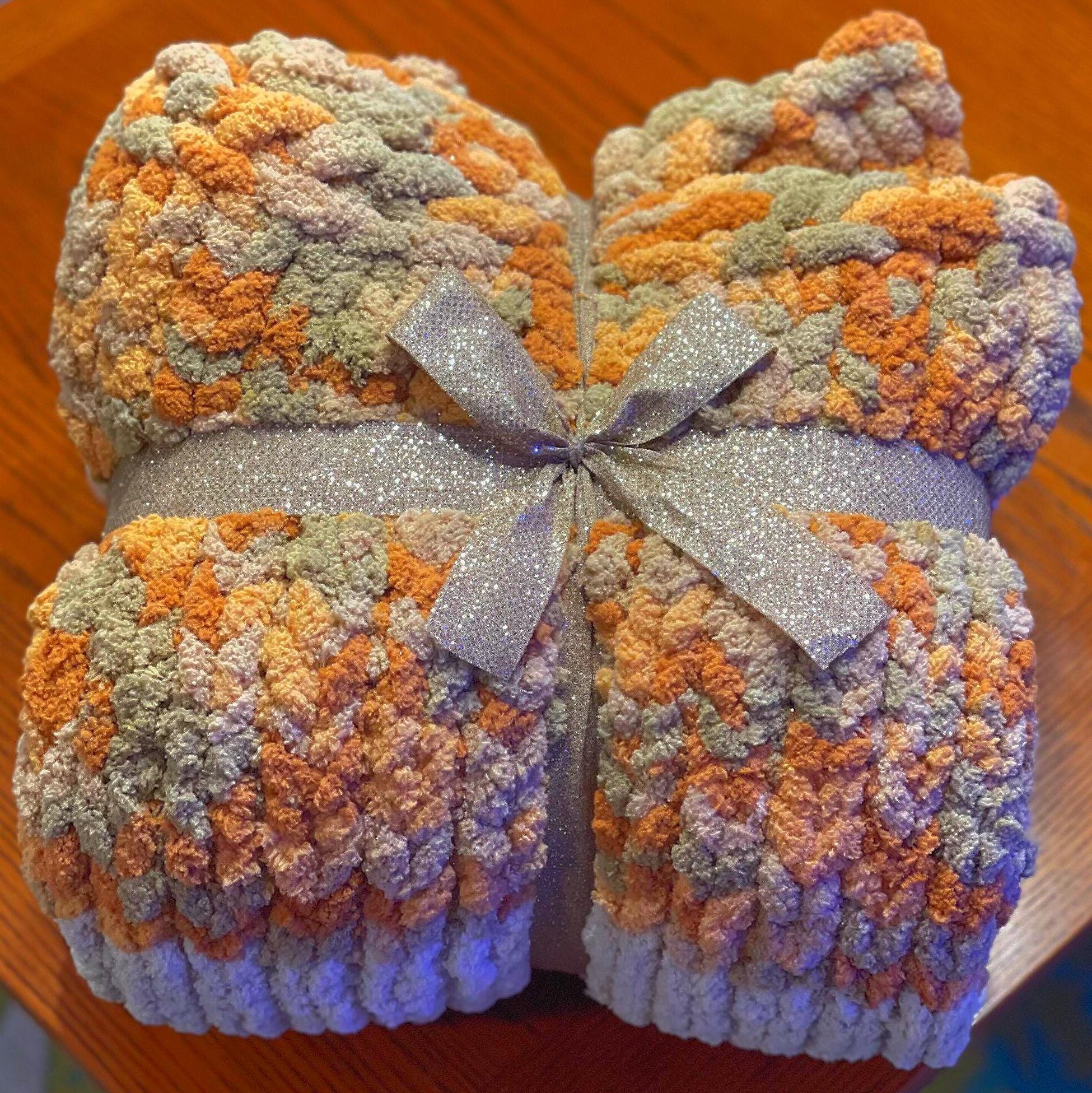 Hand Knit Chunky Yarn Throw Blanket - Etsy