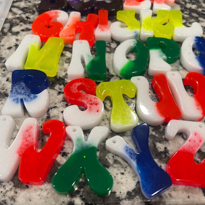 Resin Letter Keychain - Etsy