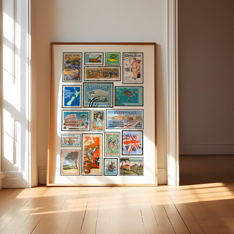 Postage Stamps Poster, Travel Poster, Funky Aesthetic Print for ...