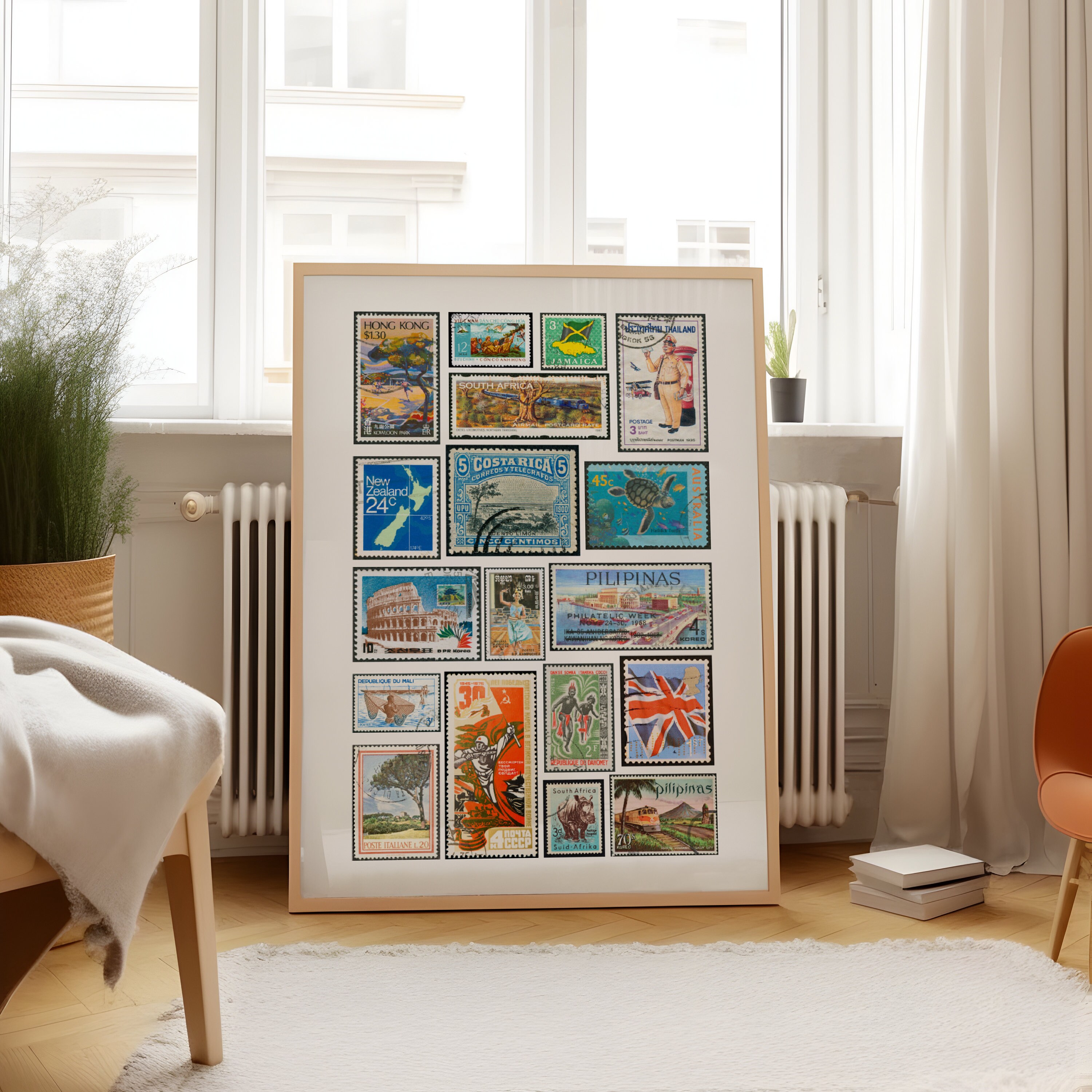 Postage Stamps Poster, Travel Poster, Funky Aesthetic Print for ...