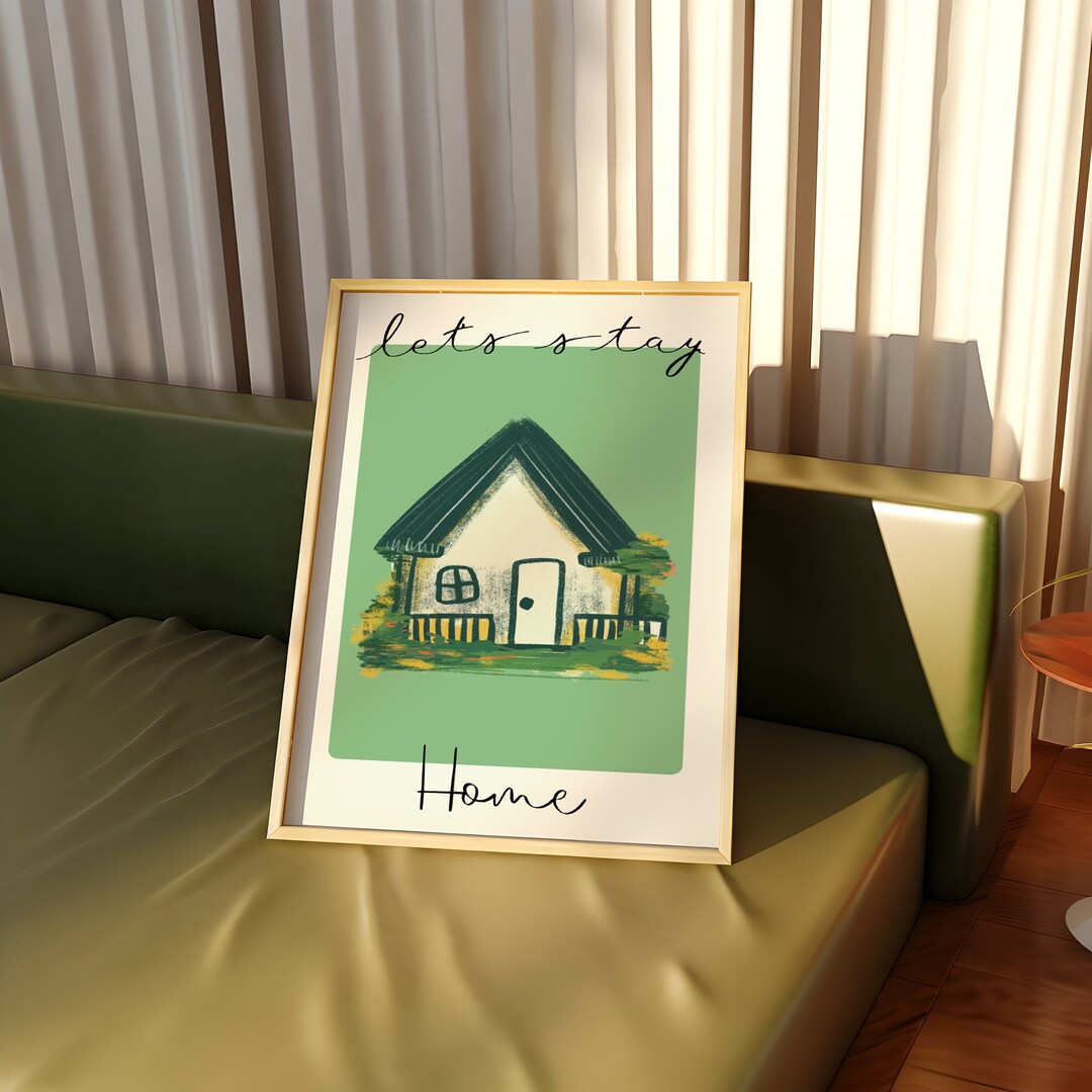 Lets Stay Home, Introvert Poster, Retro Living Wall Decor, Trendy ...