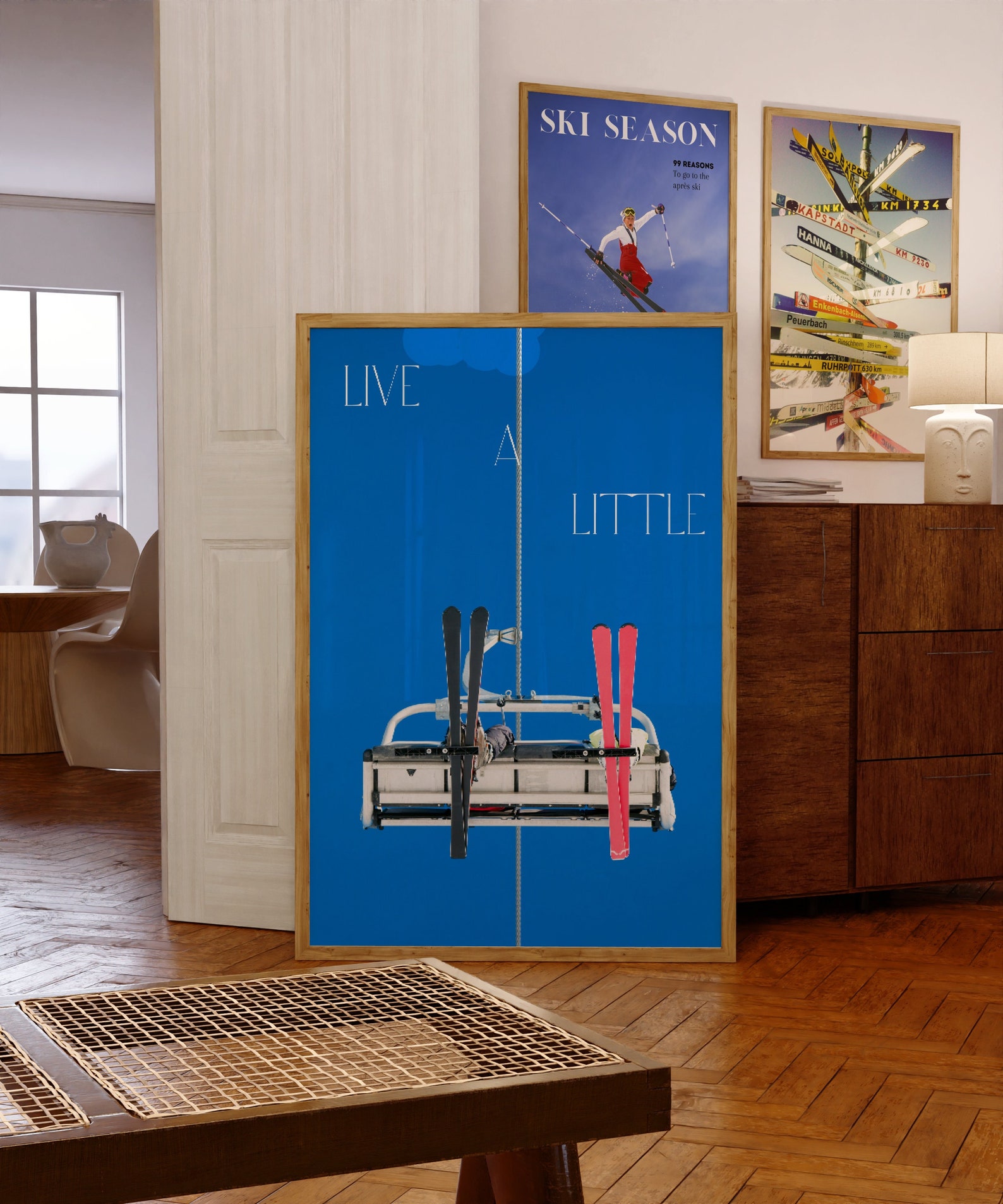 Live a Little Print, Retro Ski Poster, Mountain Wall Art, Vintage ...