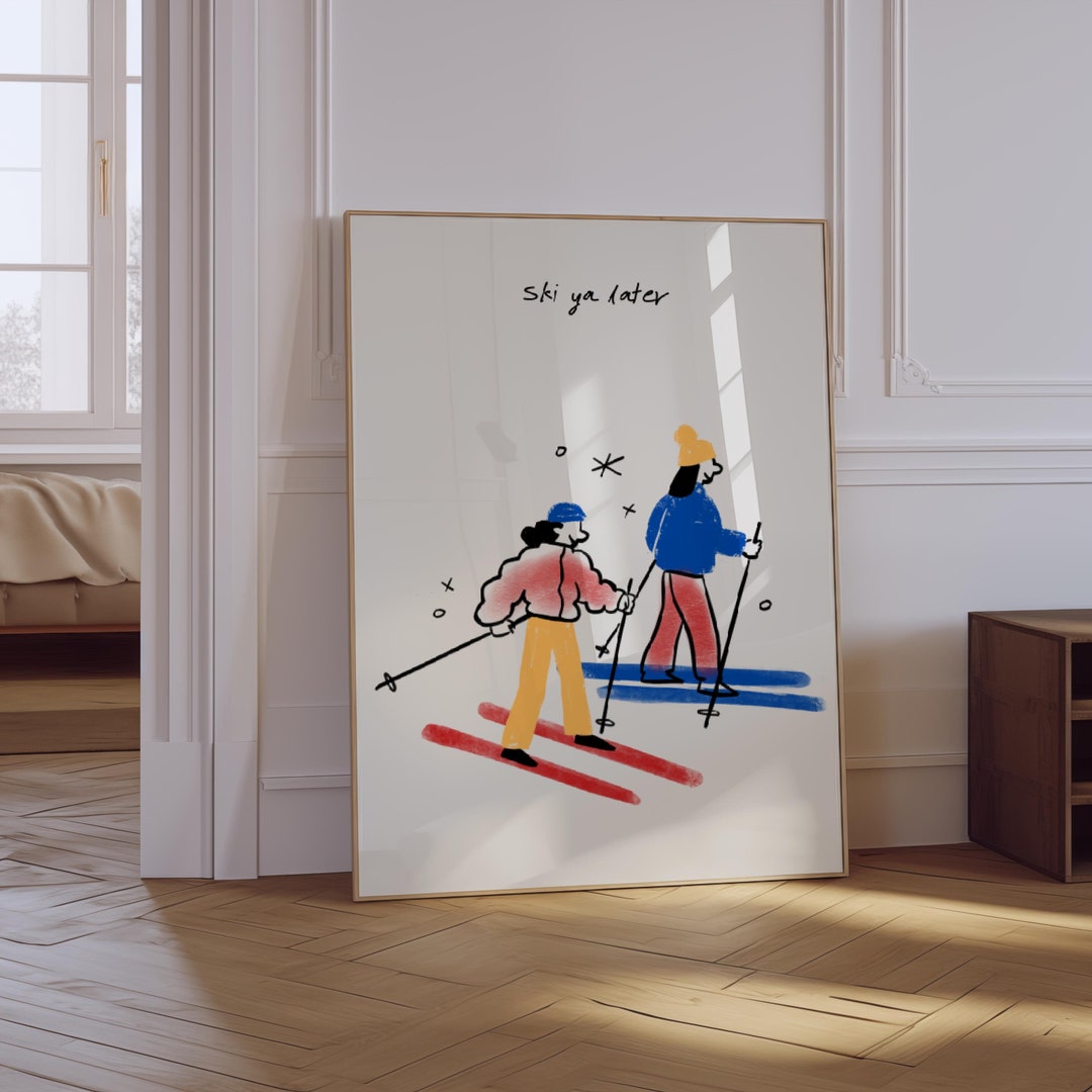 Ski Ya Later Print, Vintage Ski Poster, Ski Print, Winter Sports, One ...