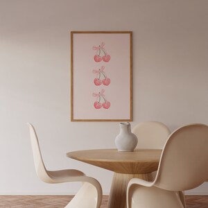 Cherry Print, Girly Posters, Preppy Room Decor, Pink Retro Wall Art ...
