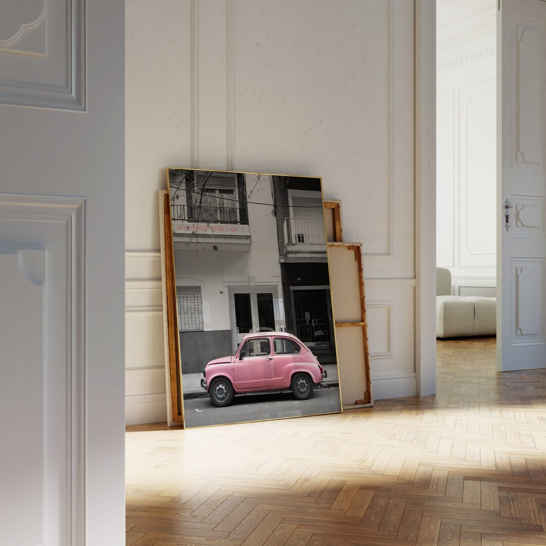 My Little Pink Car Art, Modern Living Room Art, Retro Photography Art ...