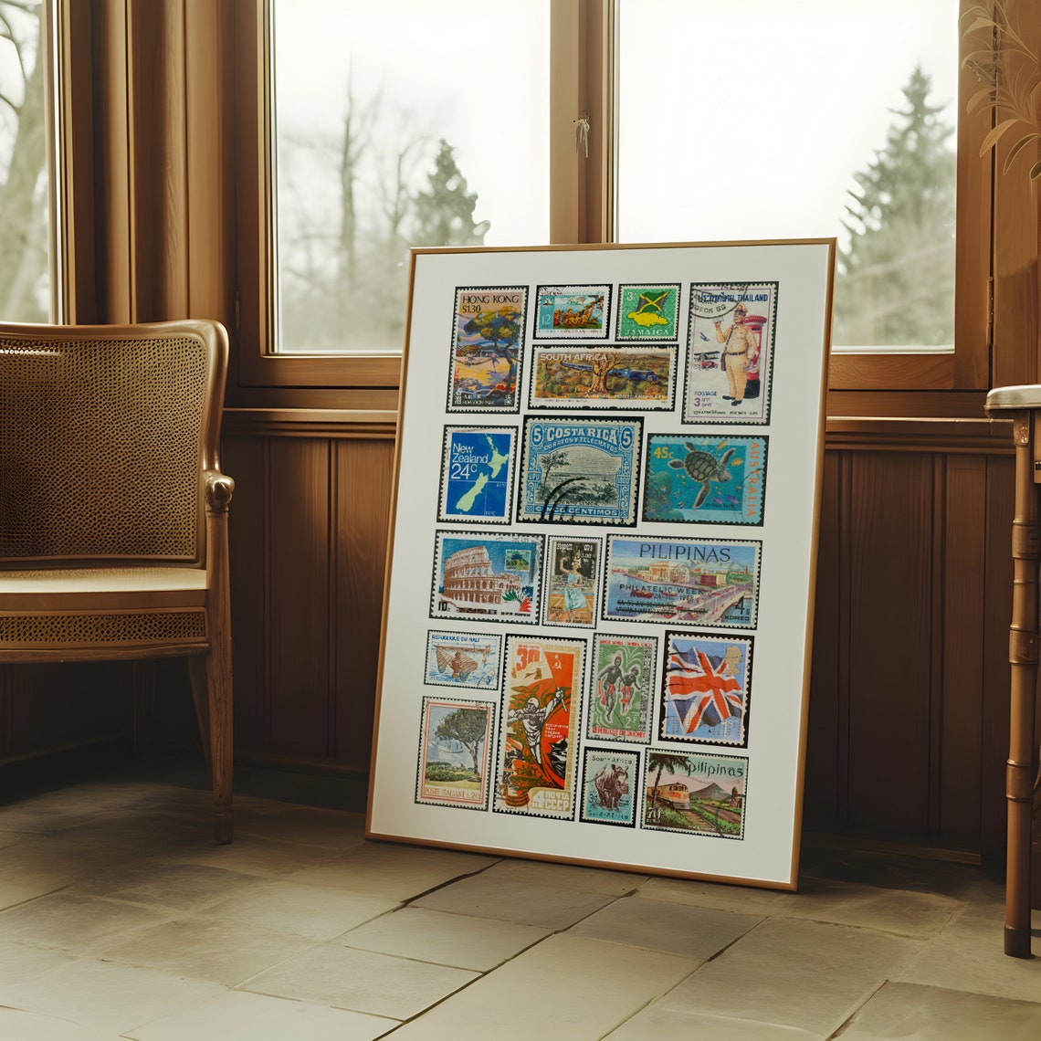 Postage Stamps Poster, Travel Poster, Funky Aesthetic Print for ...