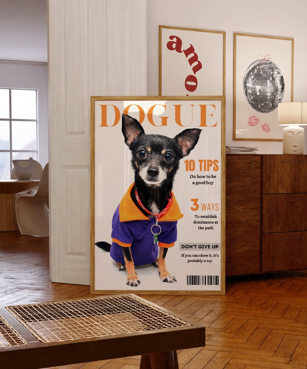 Dogue, Fashion Poster, Chihuahua Art, Digital Print, Dog Nursery Decor ...