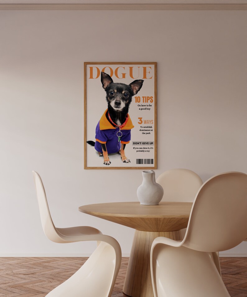 Dogue, Fashion Poster, Chihuahua Art, Digital Print, Dog Nursery Decor ...