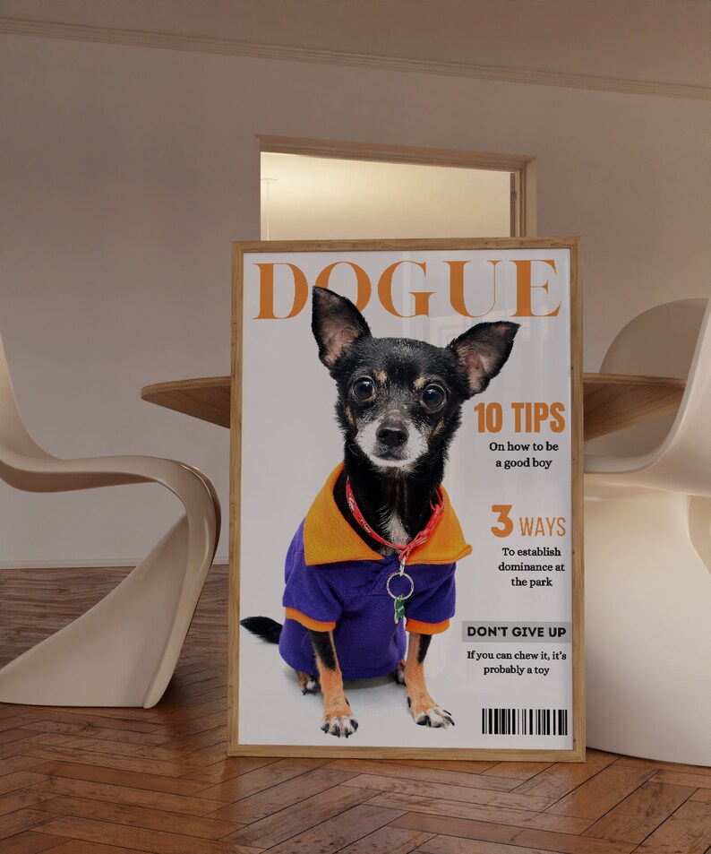 Dogue, Fashion Poster, Chihuahua Art, Digital Print, Dog Nursery Decor ...
