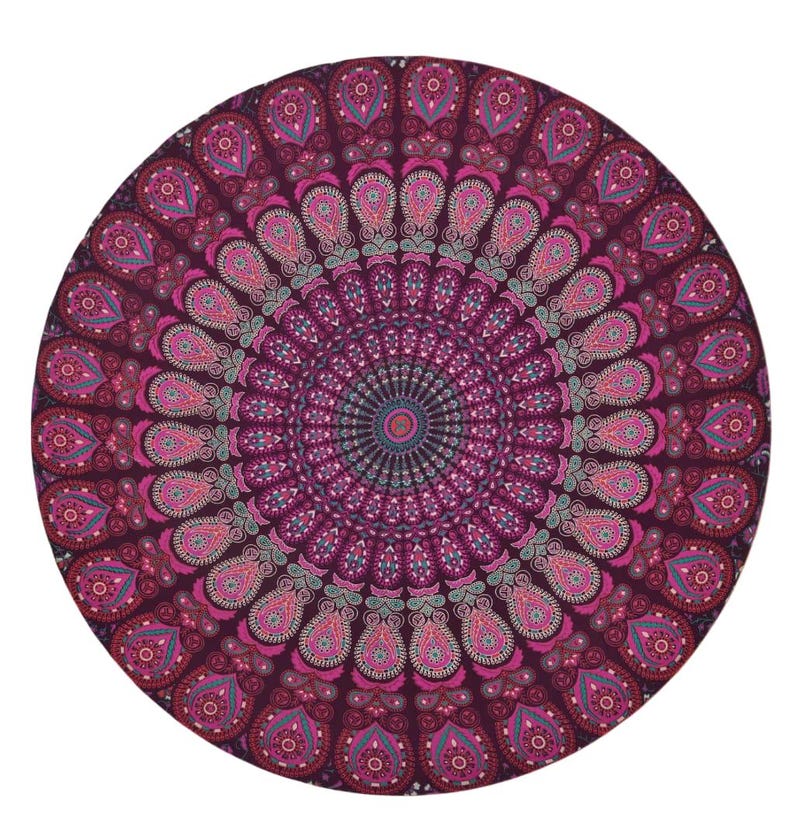 Round Table Cover Bohemia Indian Mandala Table Cloth Fabric Peacock ...