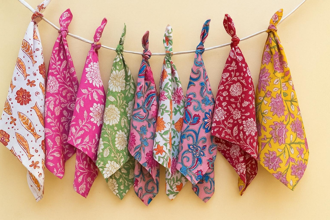 Assorted Napkin Set, Hand Block Printed Napkins, Bohemian Napkin, Mix ...
