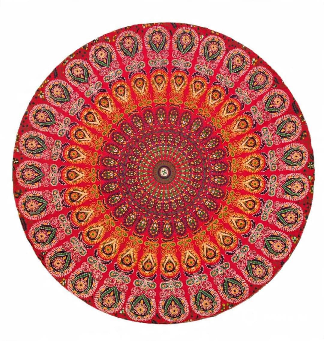 Round Table Cover Bohemia Indian Mandala Table Cloth Fabric Peacock ...