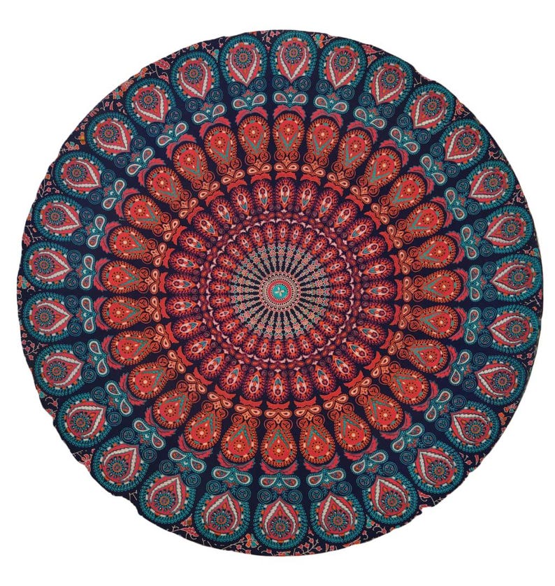 Round Table Cover Bohemia Indian Mandala Table Cloth Fabric Peacock ...