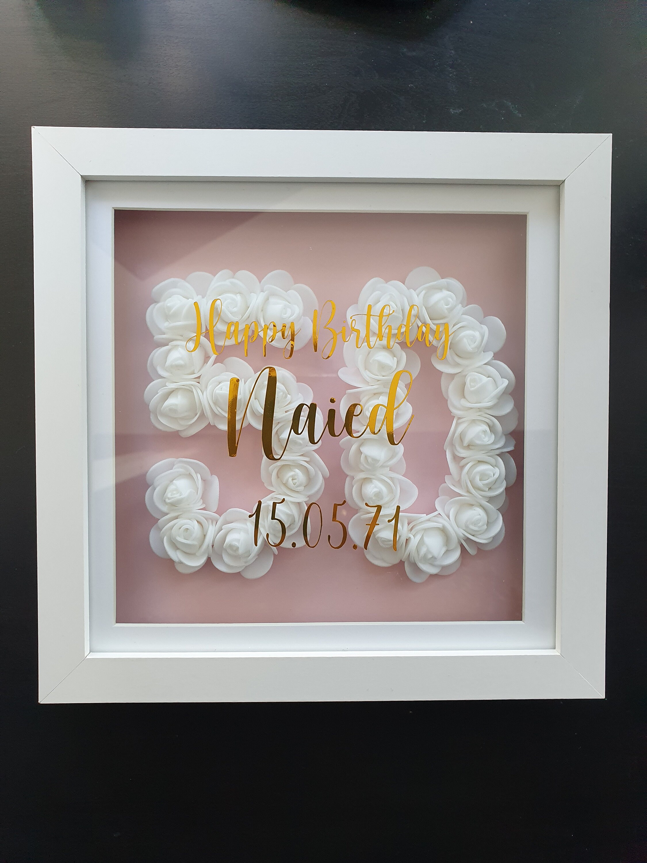 Personalised Rose Shadow Box Frame - Etsy UK