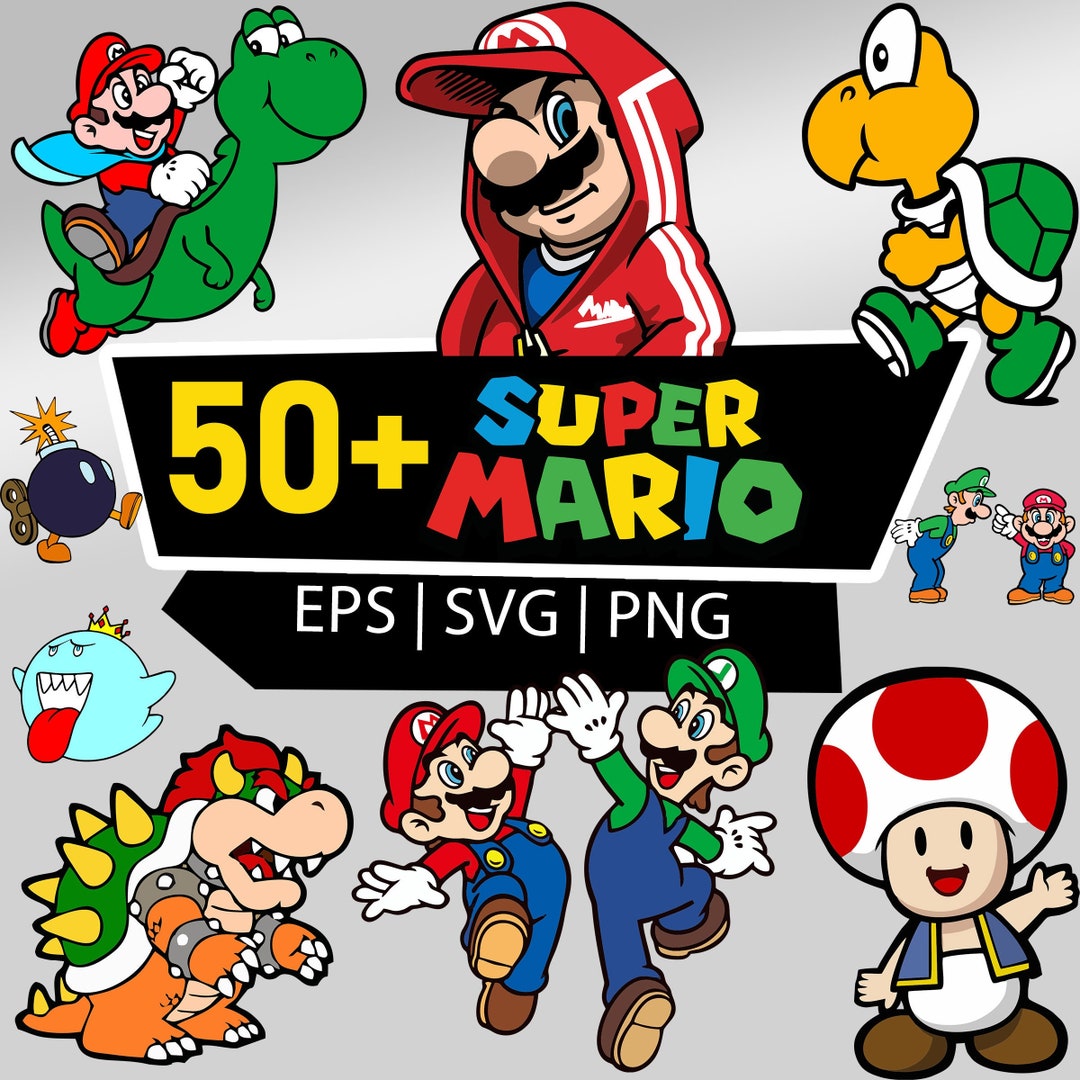 50 super Mario SVG Bundle for Cricut and Sublimation Mario Cut Files ...