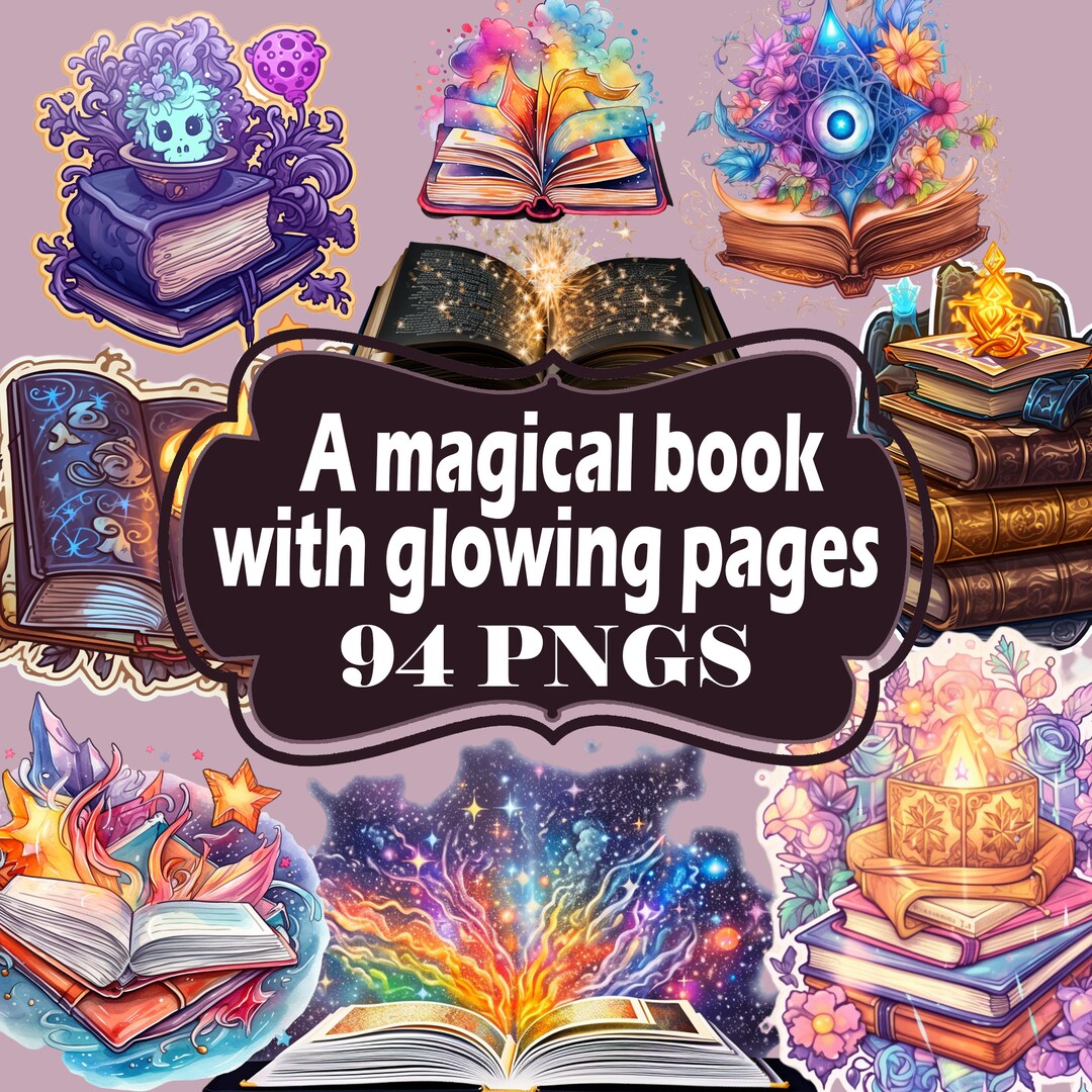 Magical Books Watercolor Clipart Bundle PNG Galaxy Book Images ...