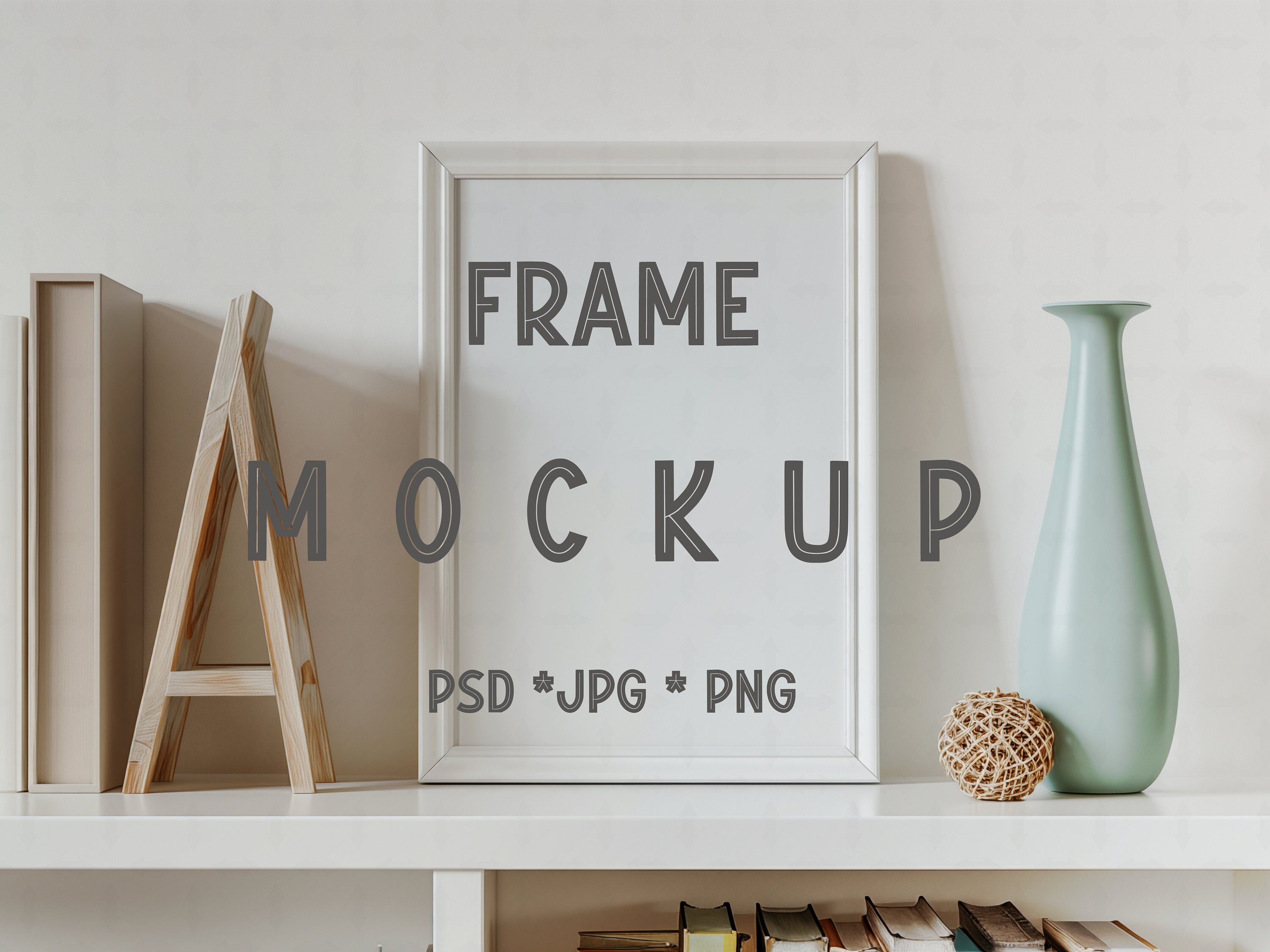 Mockup Art, Styled Mockup, Digital Art Mockup, DIN A, PSD Frame, Wood ...