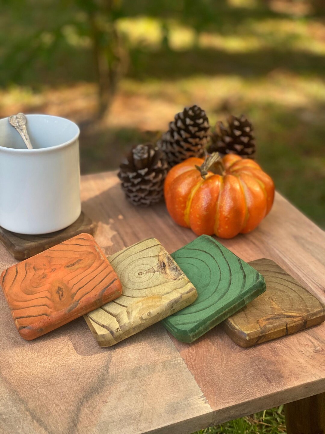 Fall Colors Handmade Reclaimed Wood Coaster Sets(4) – Weatherproof ...