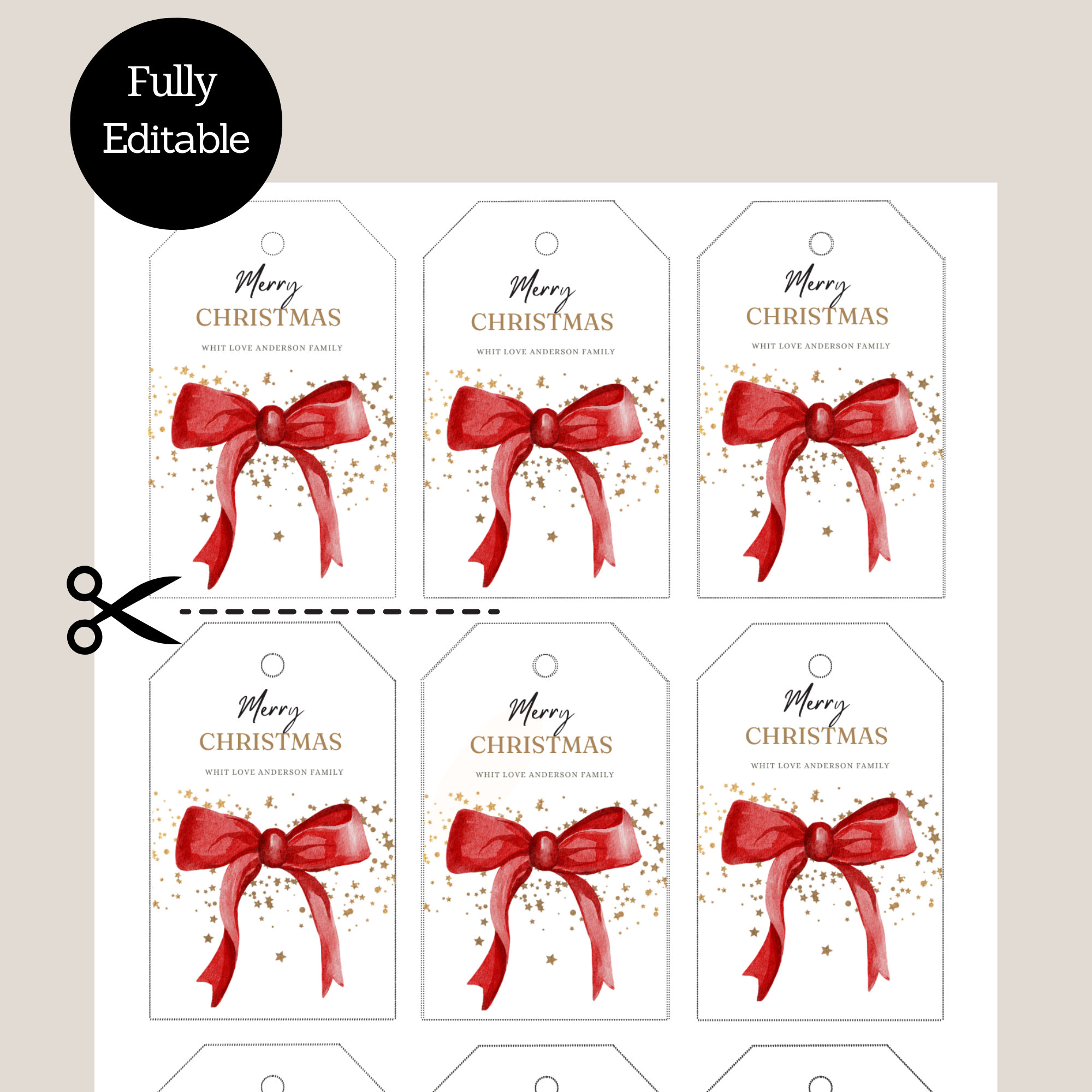 Merry Christmas Gift Tag Printable, Printable Christmas Gift Tag ...