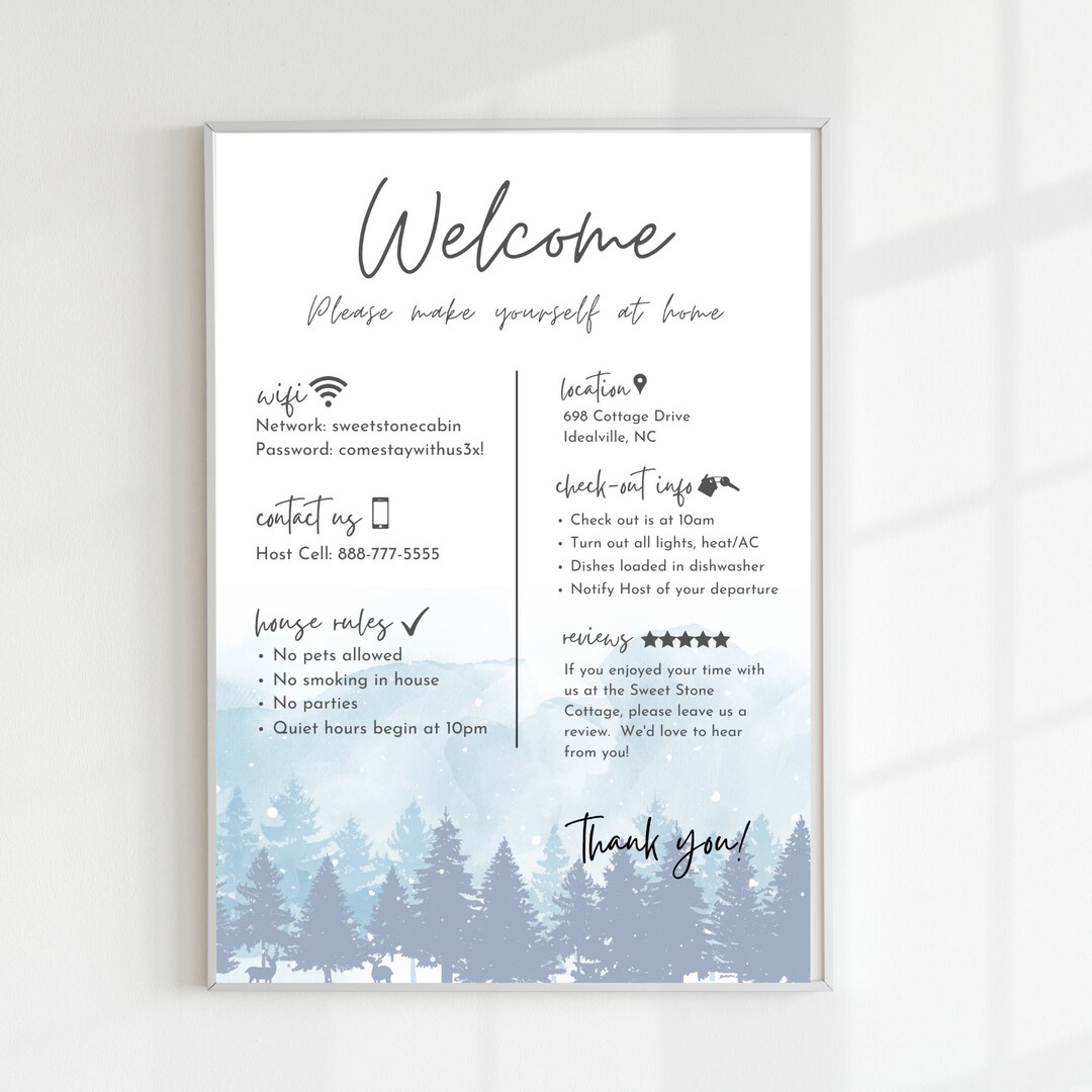 Welcome Sign for Airbnb Hosts, Vacation Rental Printable, Guest Arrival ...