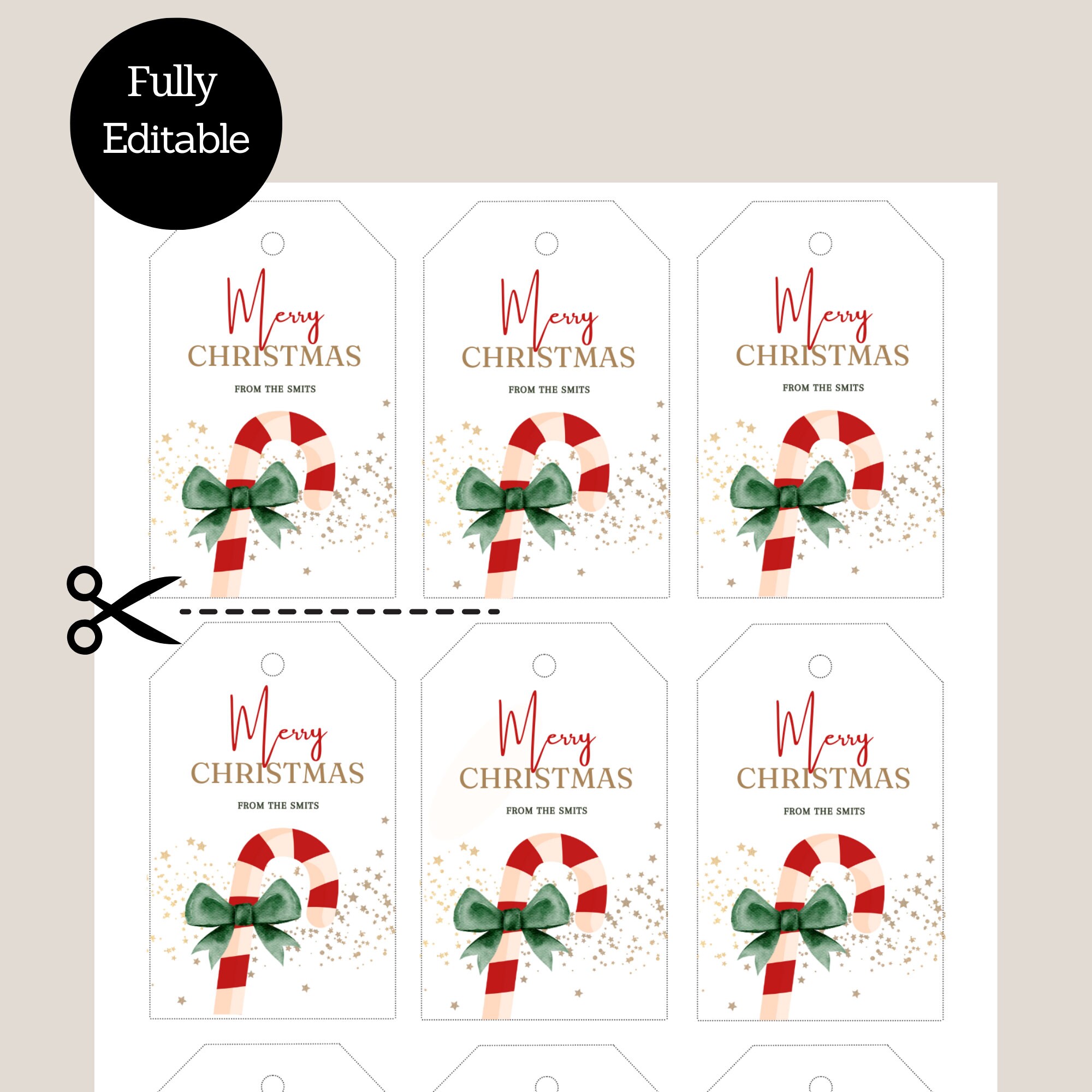 Merry Christmas Gift Tag Printable, Printable Christmas Gift Tag ...