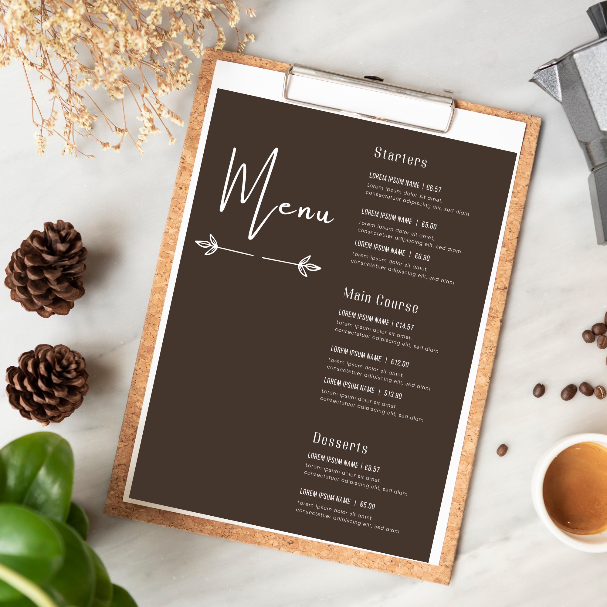 Minimal Restaurant Menu Canva Template, Editable Restaurant Menu ...