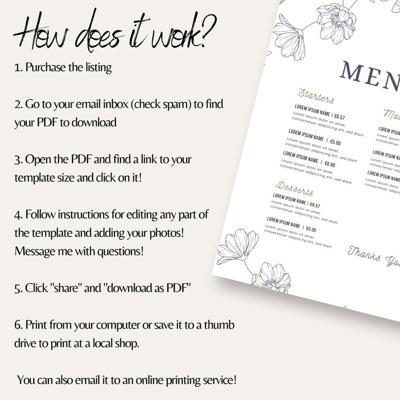 Modern Restaurant Menu Template Bundle, Editable Menu Template ...