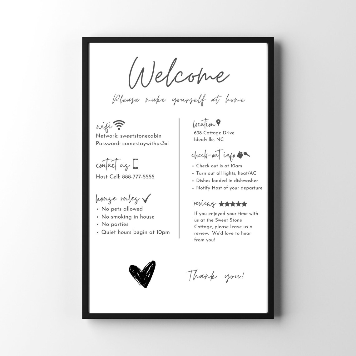 Welcome Sign for Airbnb Hosts, Vacation Rental Printable, Guest Arrival ...