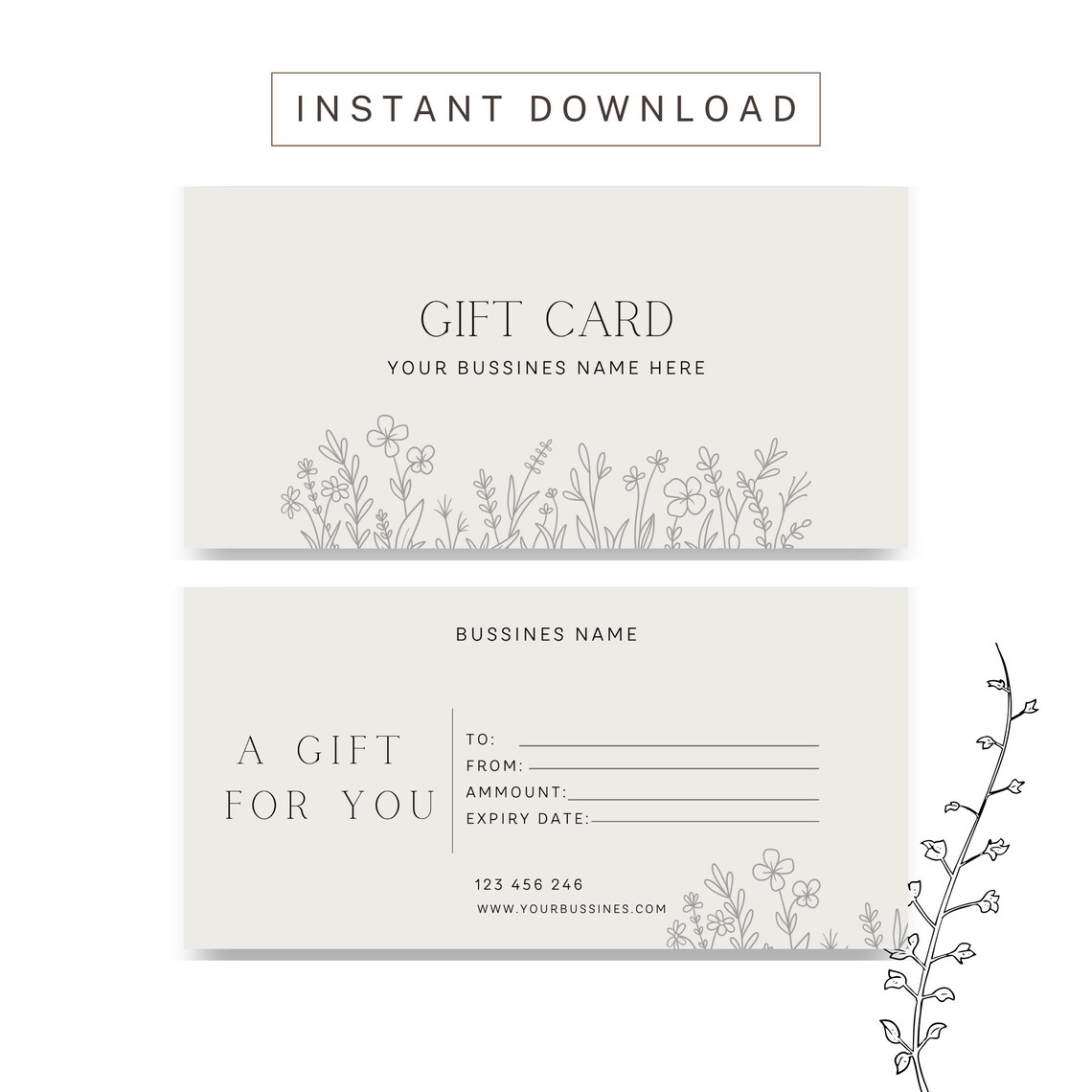Editable Gift Certificate Template,gift Certificate Template,modern ...