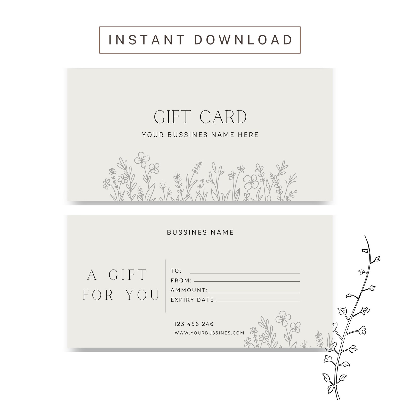 Editable Gift Certificate Template,gift Certificate Template,modern ...