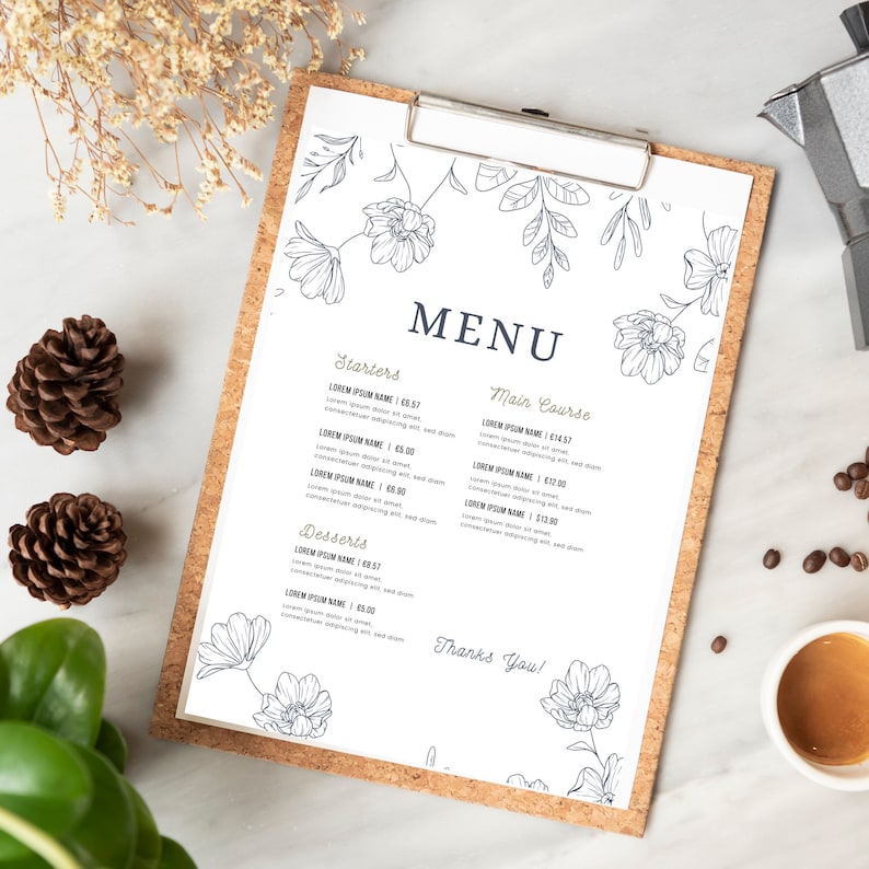 Modern Restaurant Menu Template Bundle, Editable Menu Template ...