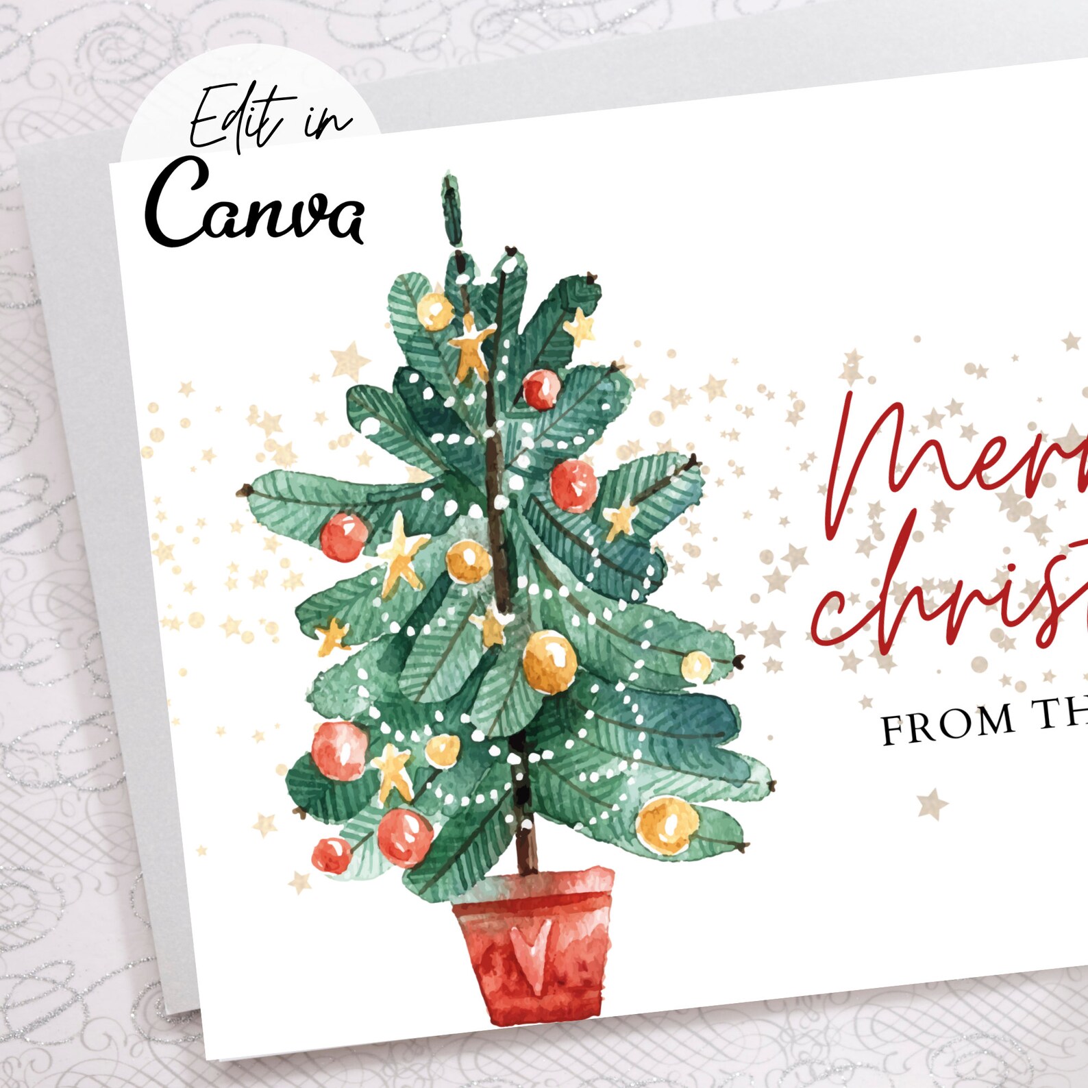 Minimalist Christmas Card Template Canva, Simple Holiday Card Printable ...