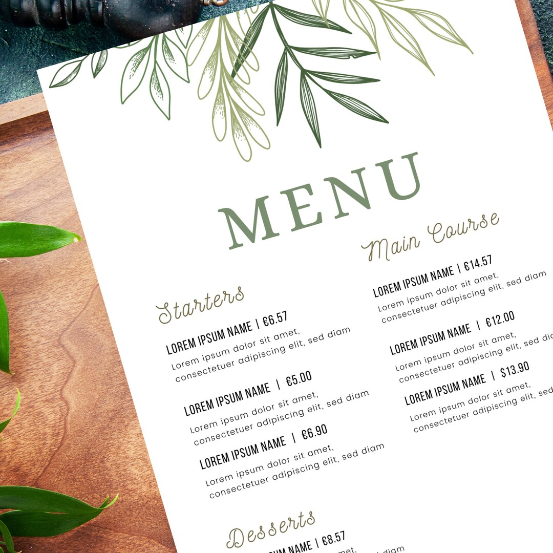 Modern Restaurant Menu Template Bundle, Editable Menu Template ...