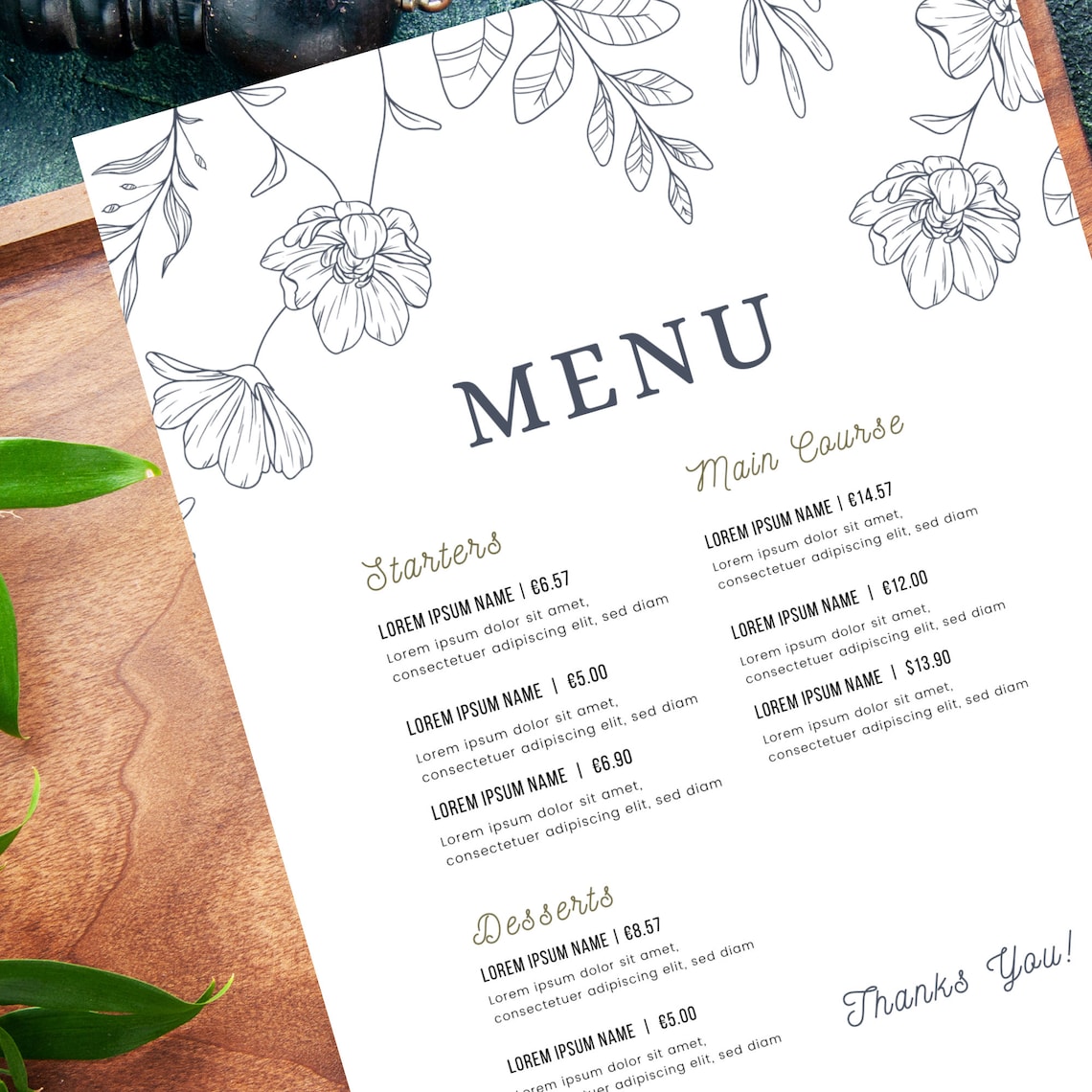 Modern Restaurant Menu Template Bundle, Editable Menu Template ...