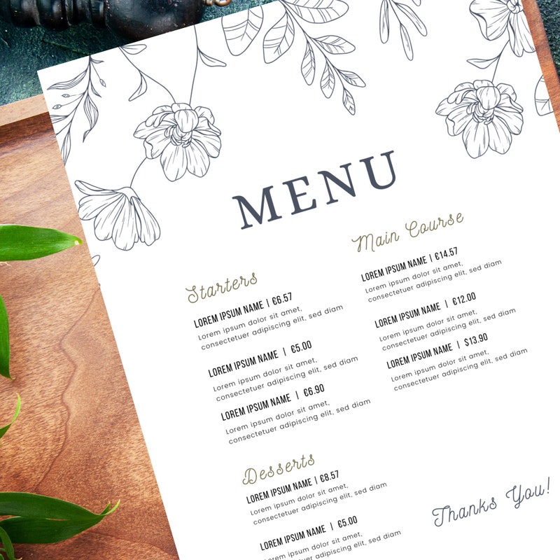 Springly Restaurant Menu - Etsy