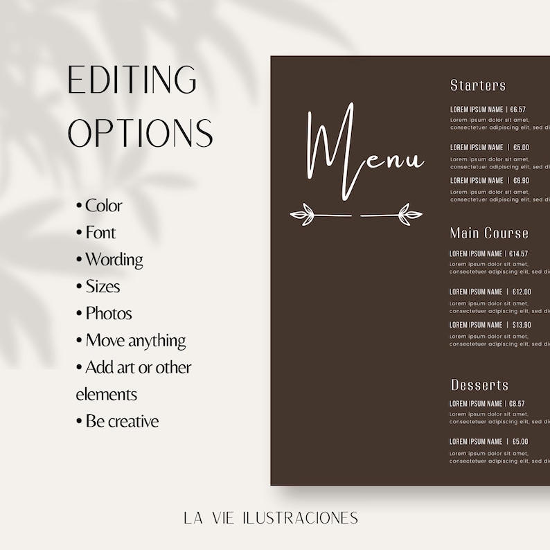 Minimal Restaurant Menu Canva Template, Editable Restaurant Menu ...